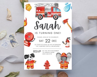 Firehouse Birthday Invitation, Printable Template, Editable, Instant ...