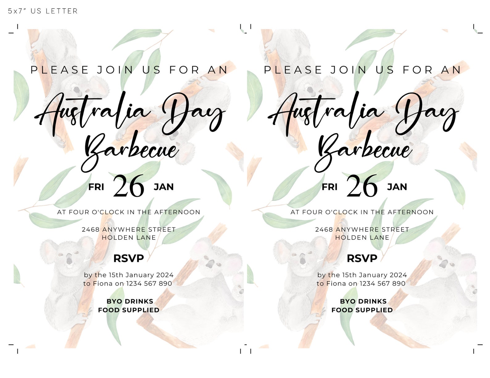 Australia Day Invitation Aussie Theme Invitation Australia Day Barbecue ...