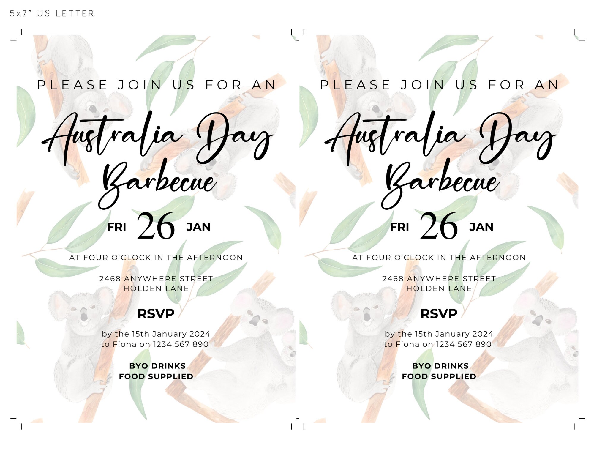 Australia Day Invitation Aussie Theme Invitation Australia Day Barbecue ...