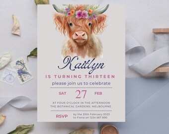 Highland Cow Party Invitation - Etsy
