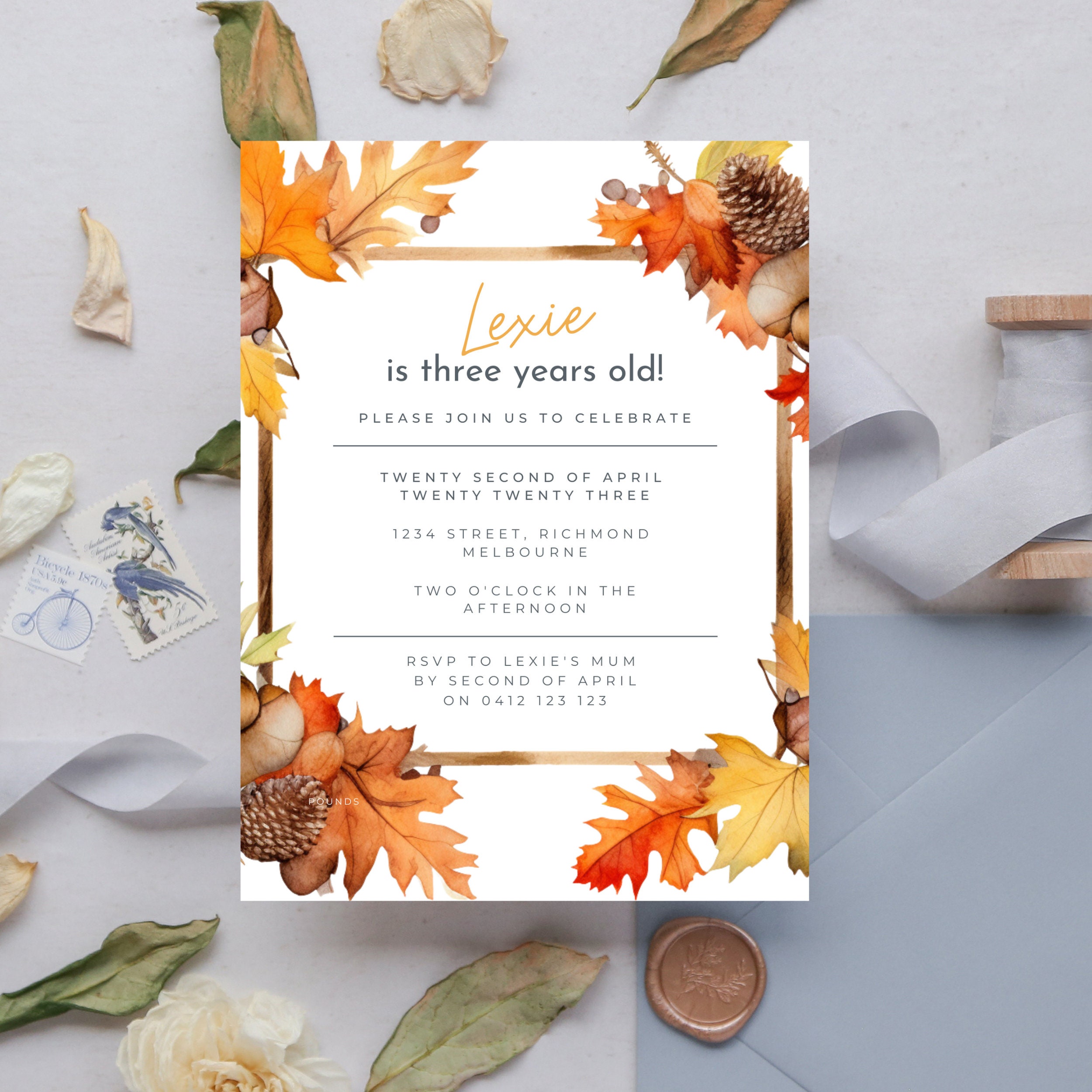 Editable Fall (autumn) Leaves Invitation - Instant Download, Template ...