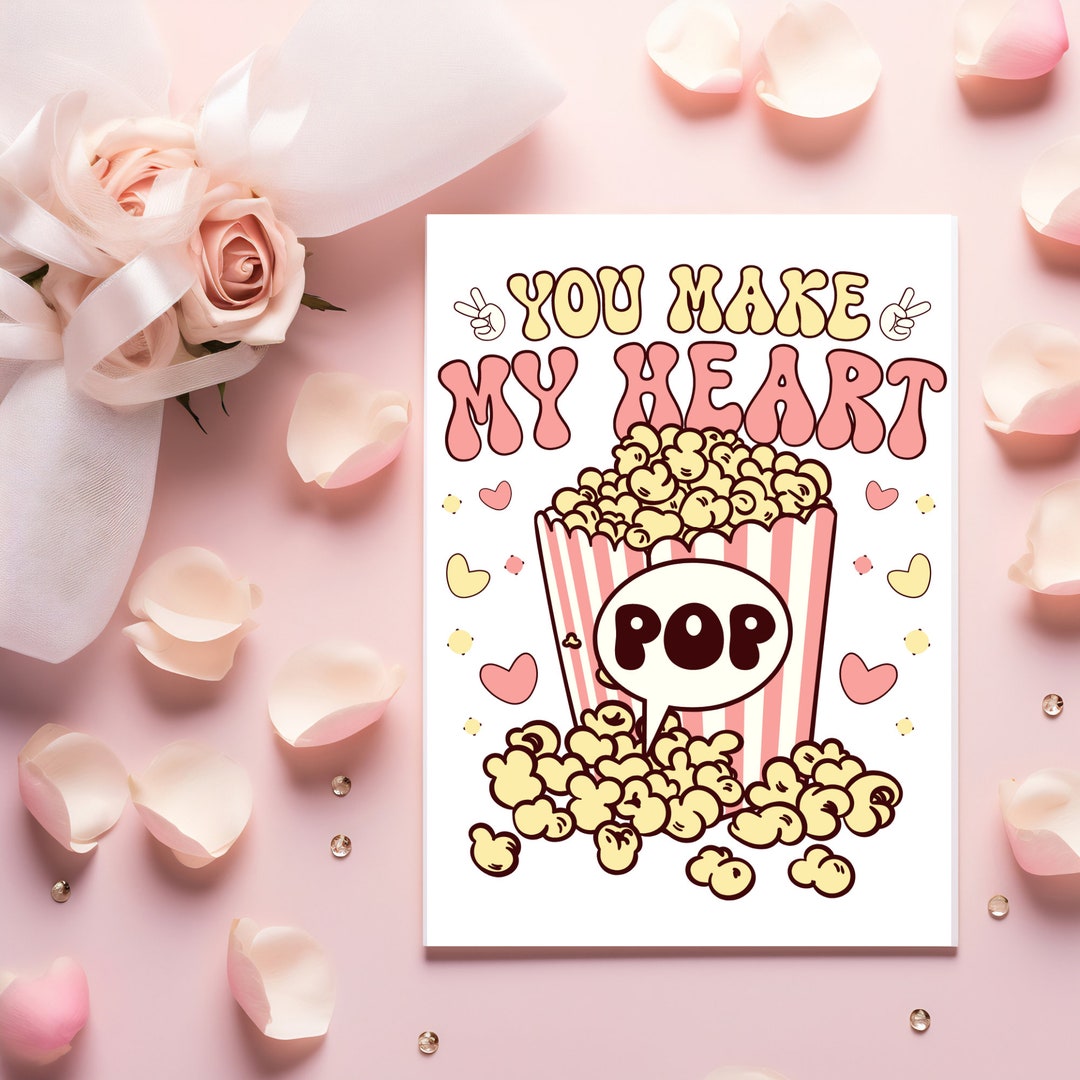 Popcorn Valentine's Day Card | Printable Valentine's Card | Printable ...