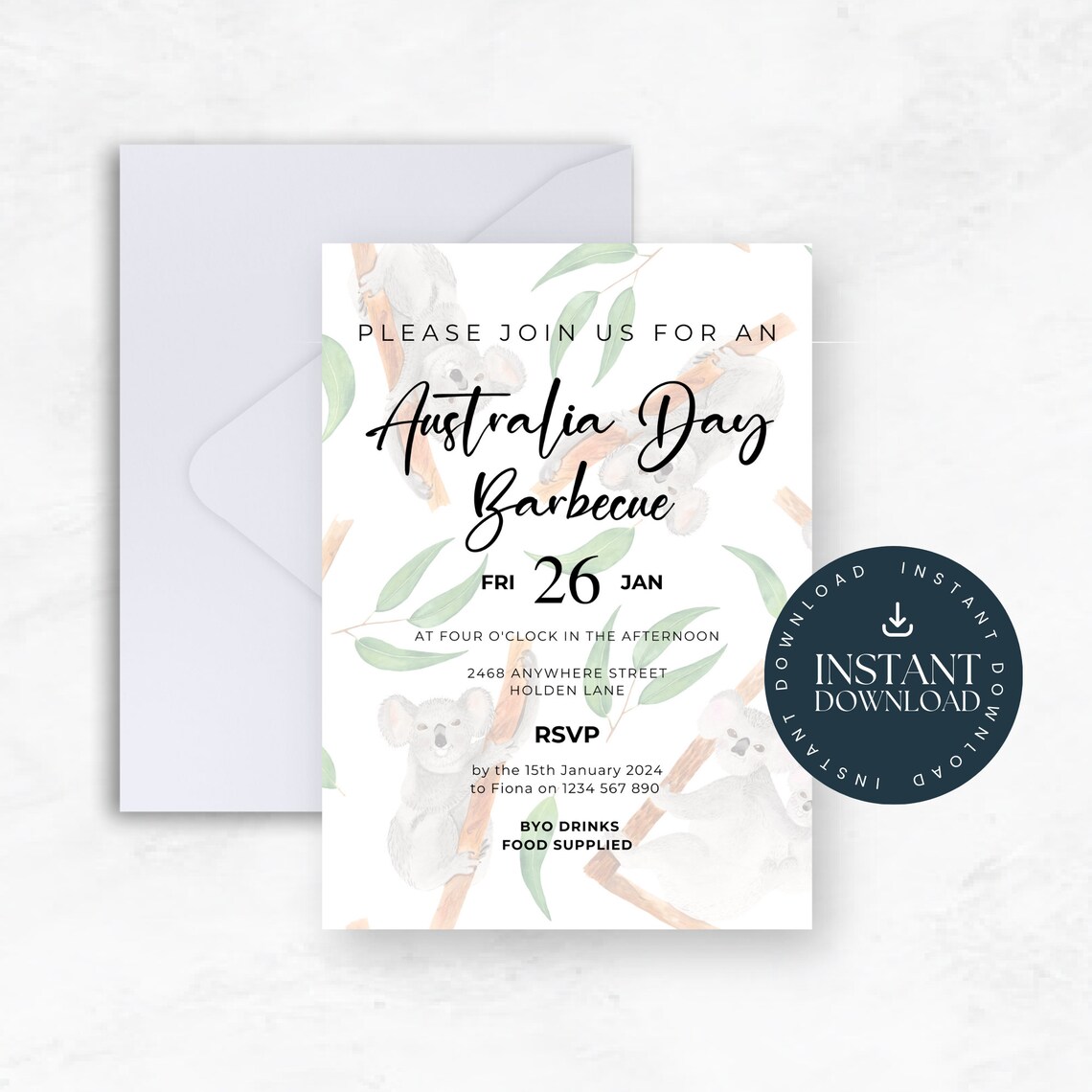 Australia Day Invitation Aussie Theme Invitation Australia Day Barbecue ...