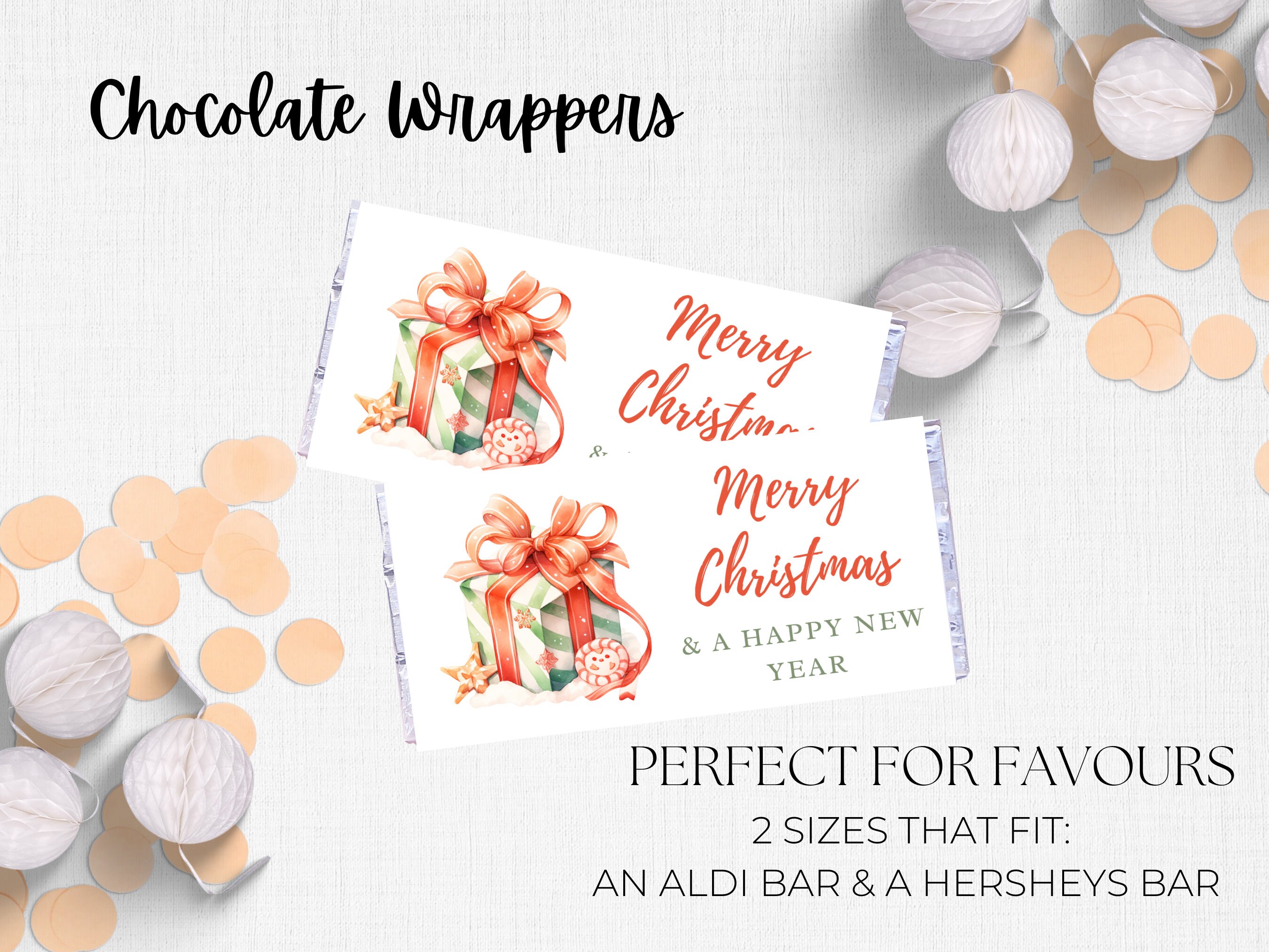 Christmas Chocolate Bar Wrapper - Instant Download, Editable, Printable ...