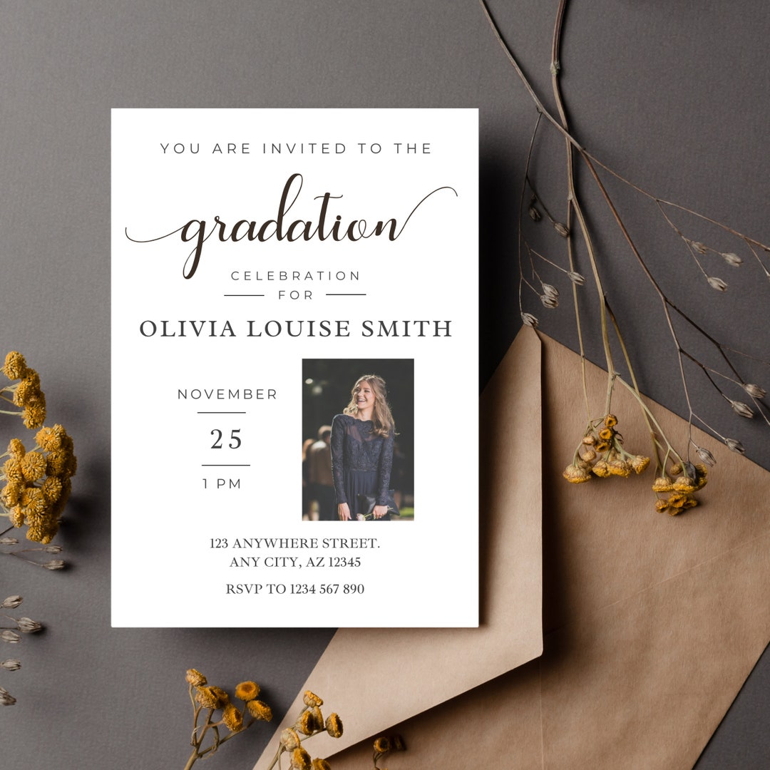 Modern Graduation Invitation - Printable Graduation Invitation ...