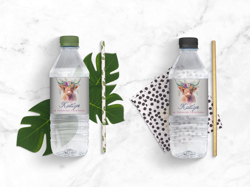 Highland Cow Water Bottle Label | Printable Highland Cow Water Bottle ...