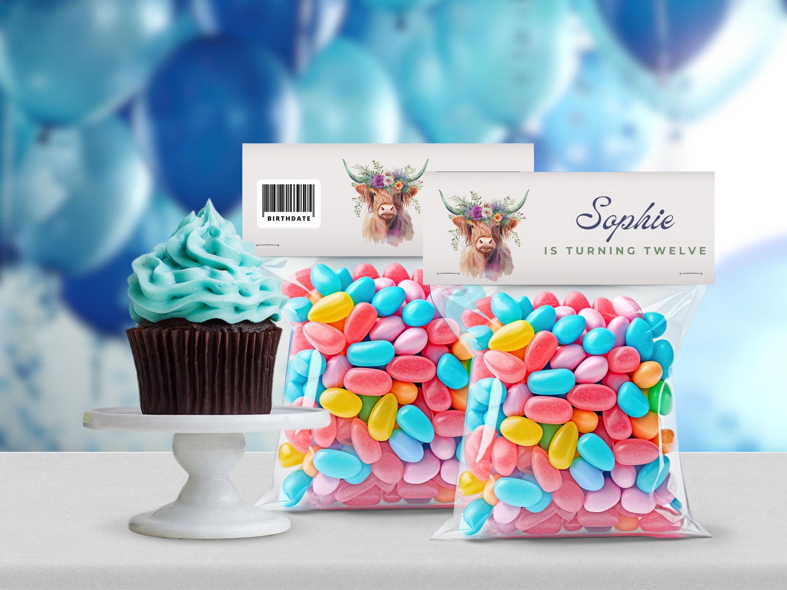 Highland Cow Birthday Candy Topper | Lolly Bag Topper | Thank You ...