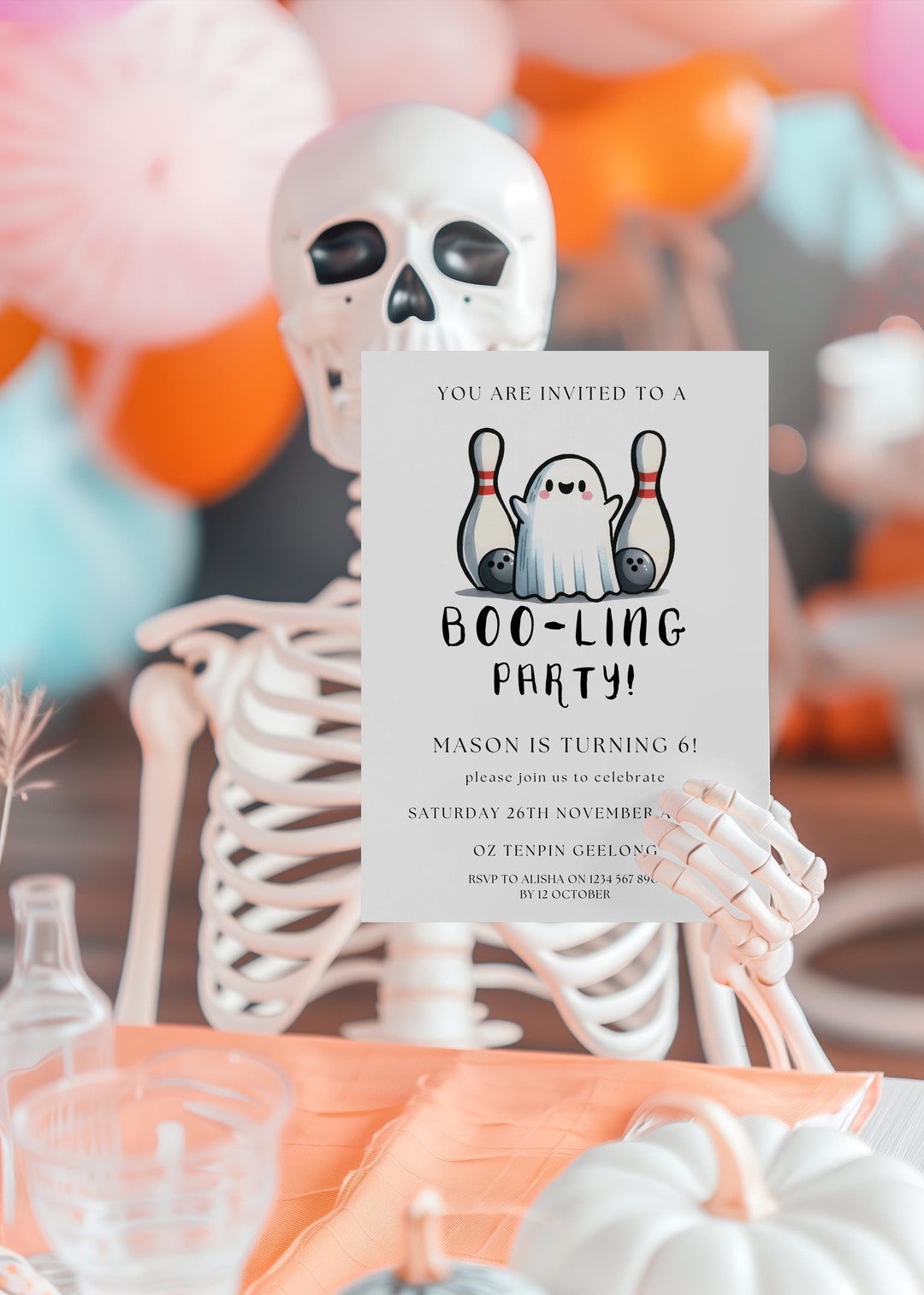 Boo-ling Party Invitation | Bowling Party Invitation | Halloween Party ...