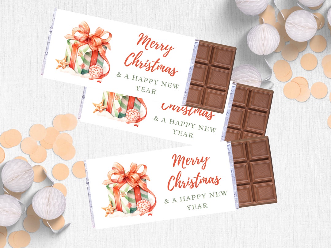 Christmas Chocolate Bar Wrapper - Instant Download, Editable, Printable ...
