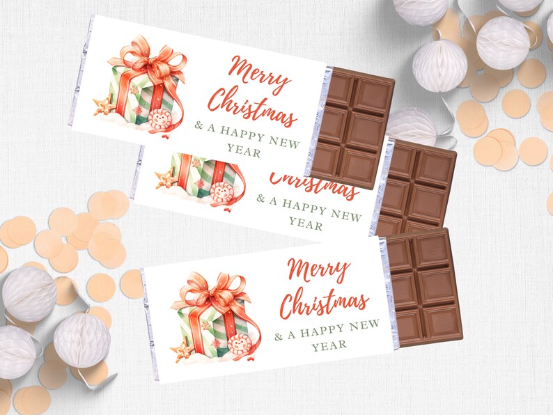 Christmas Chocolate Bar Wrapper - Instant Download, Editable, Printable ...