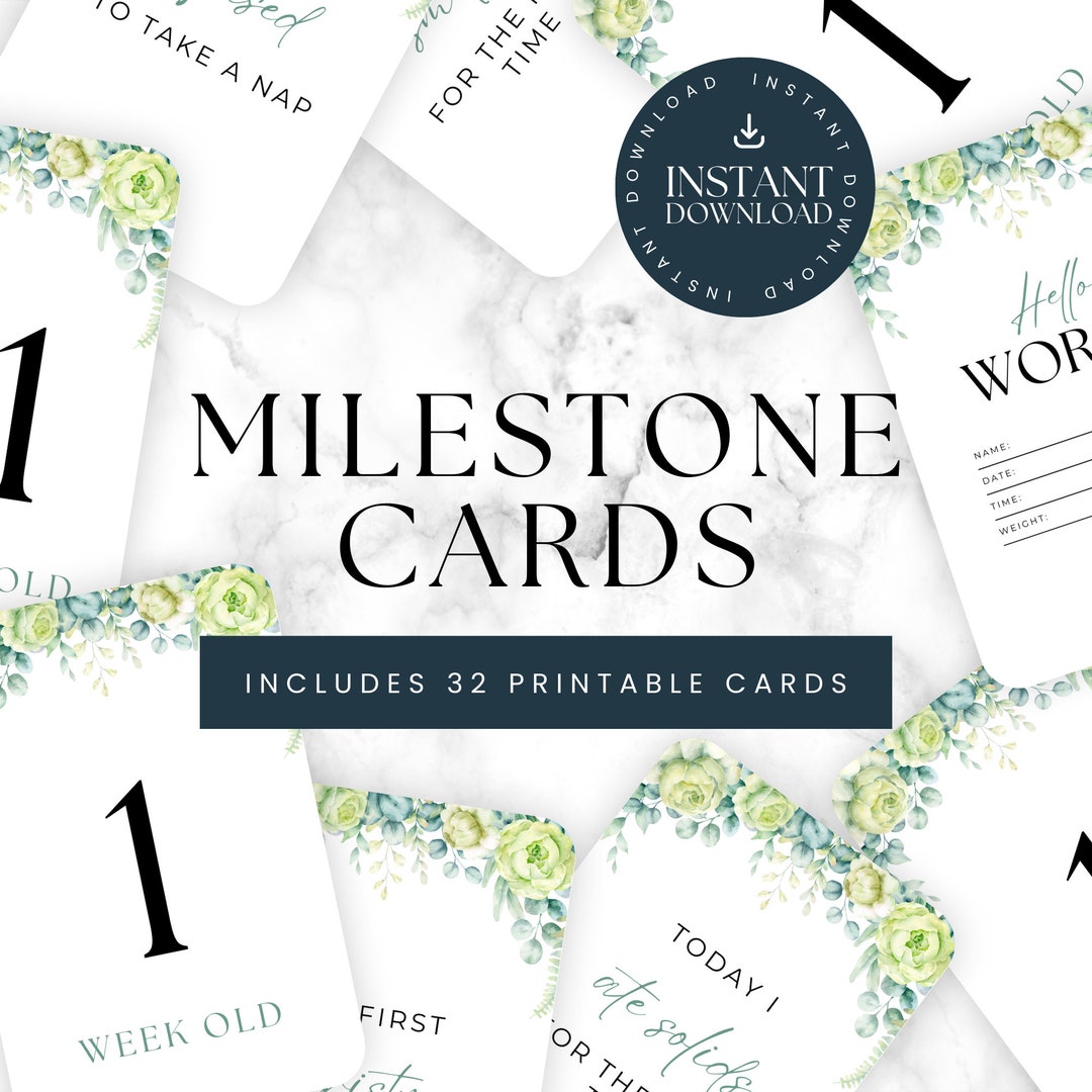 Printable Baby Milestone Card, Cute Photo Prop Milestone Card, Simple ...