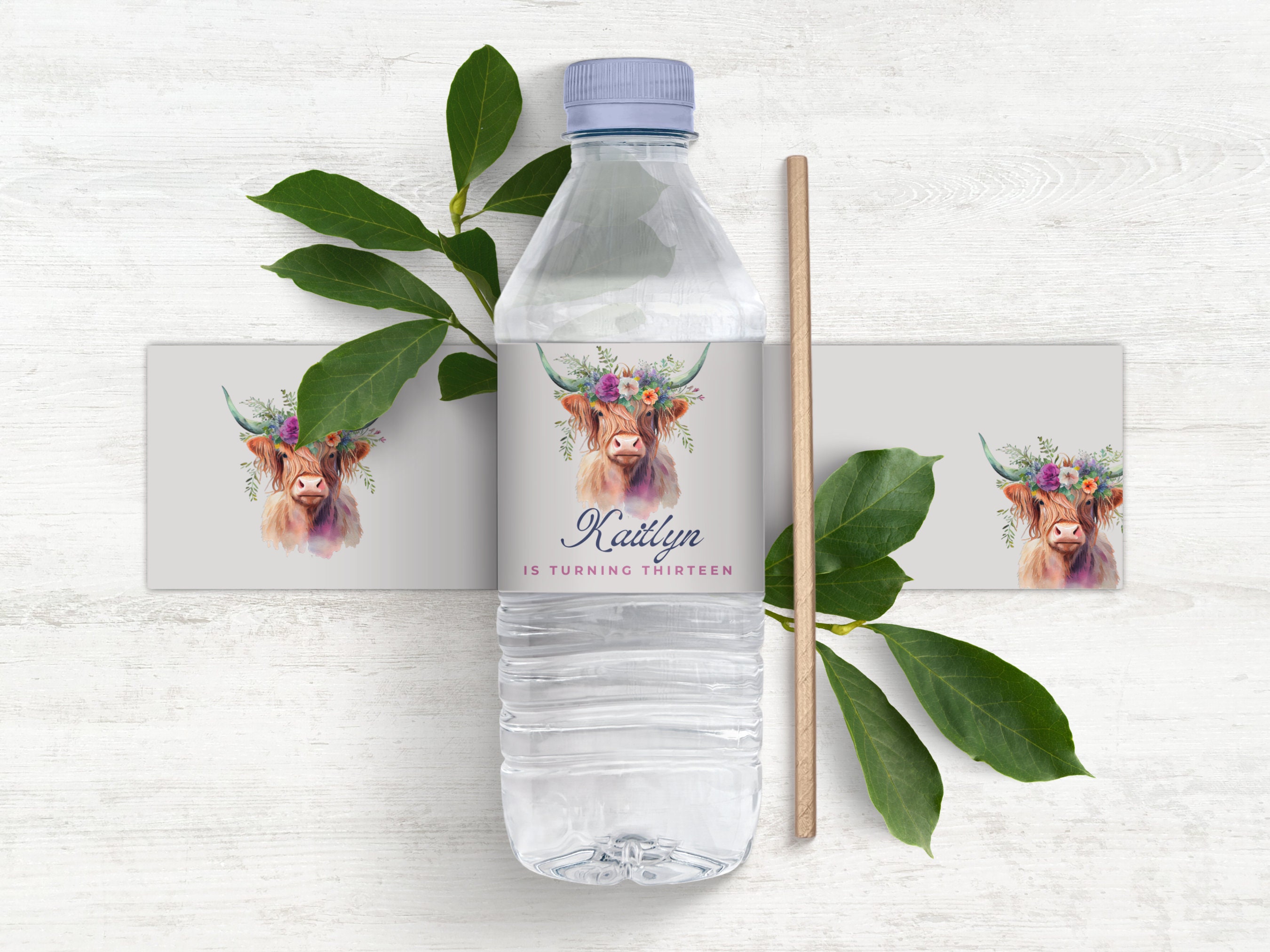 Highland Cow Water Bottle Label | Printable Highland Cow Water Bottle ...