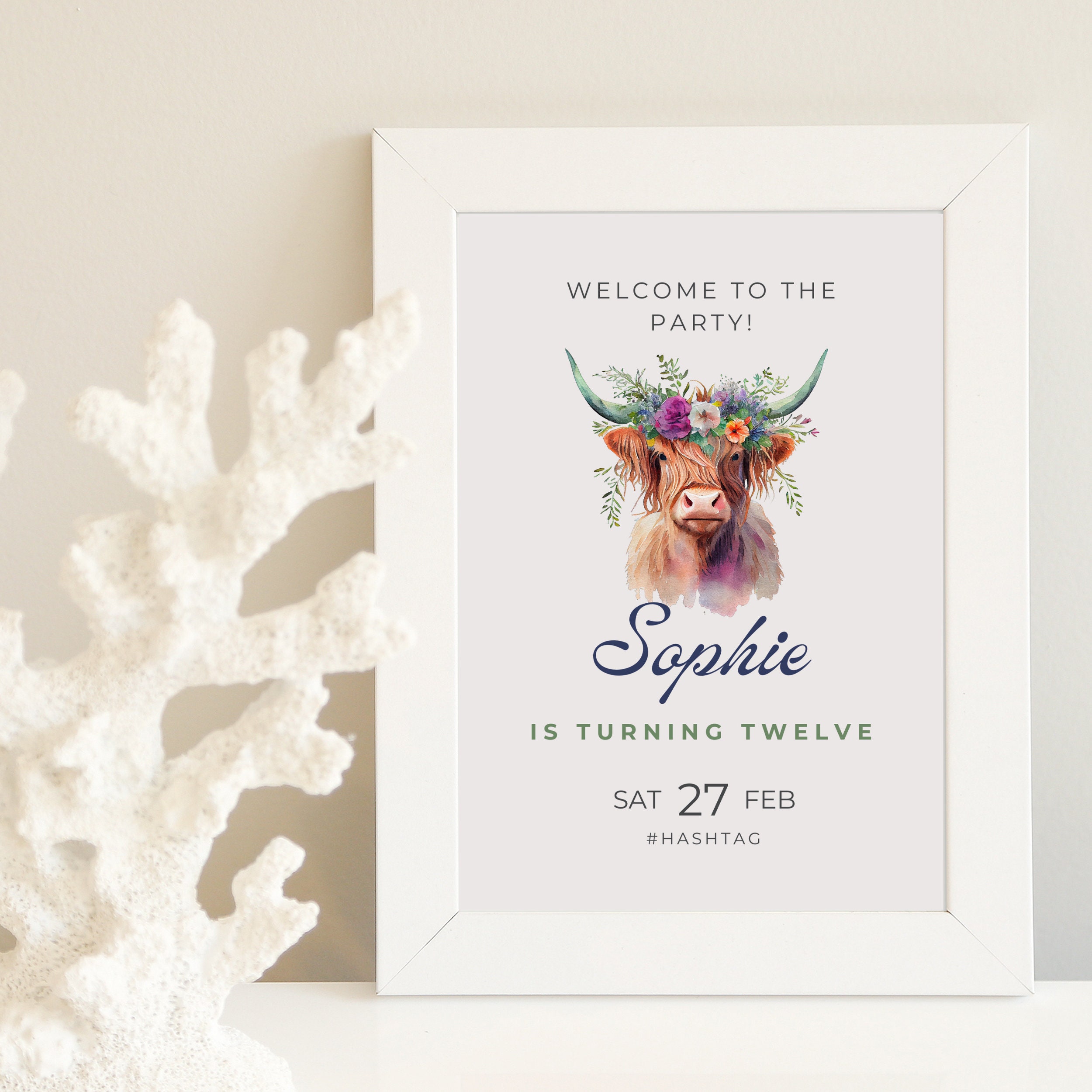 Highland Cow Birthday Party Welcome Sign Editable Welcome Sign ...