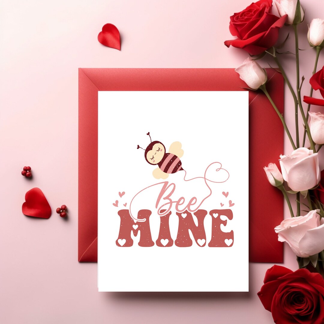 Bee Mine Valentine's Day Card | Printable Valentine's Card | Printable ...
