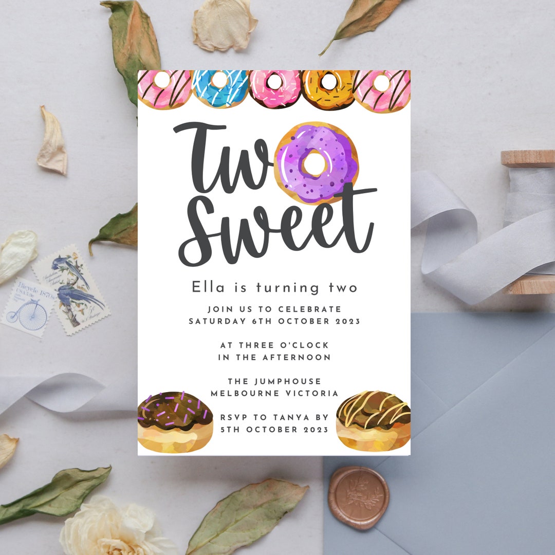 Two Sweet Donuts Invitation - Instant Download, Editable, Printable ...