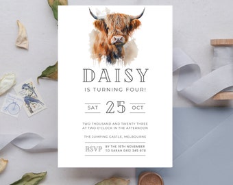 Highland Cow Party Invitation - Etsy