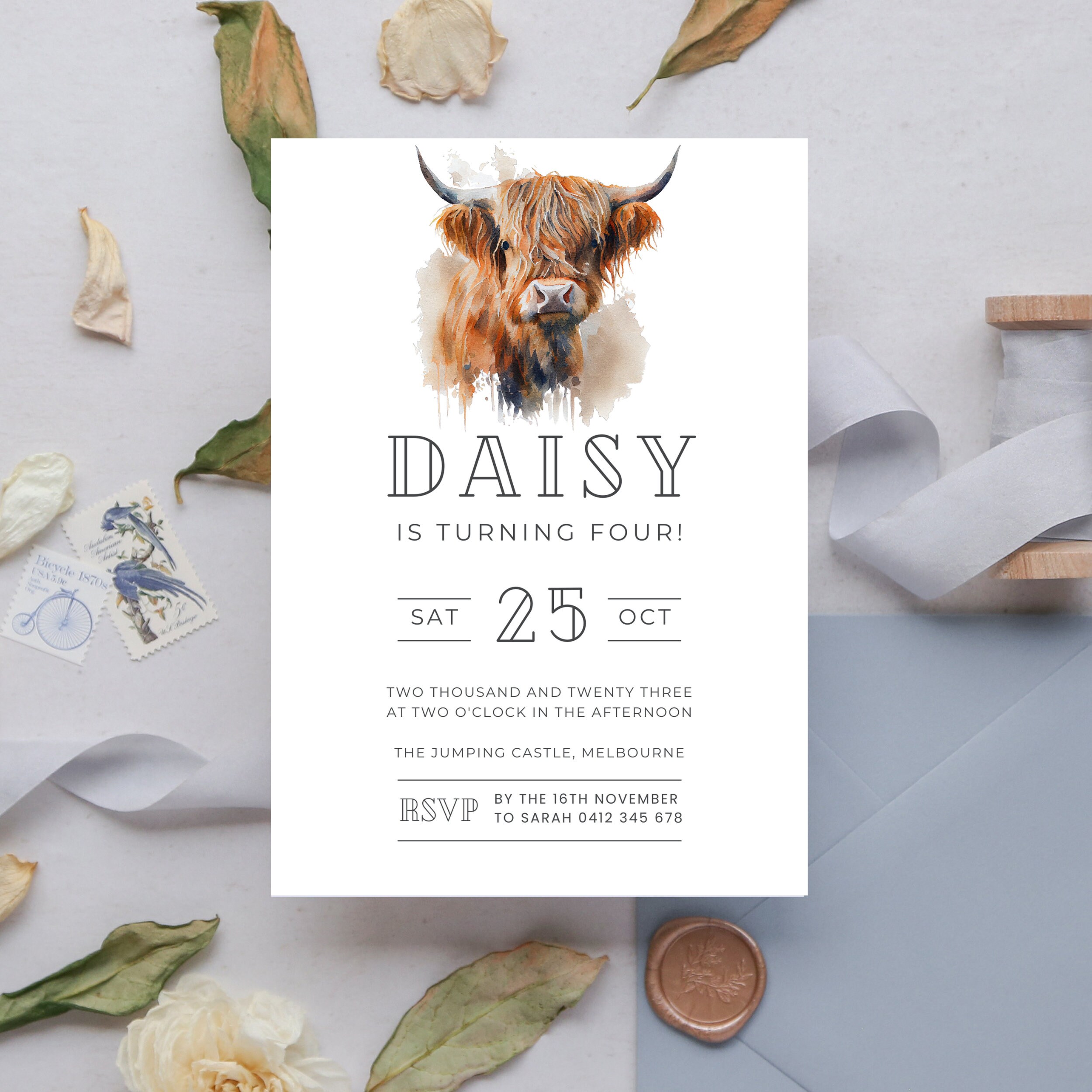 Highland Cow Invitation - Instant Download, Editable, Printable ...