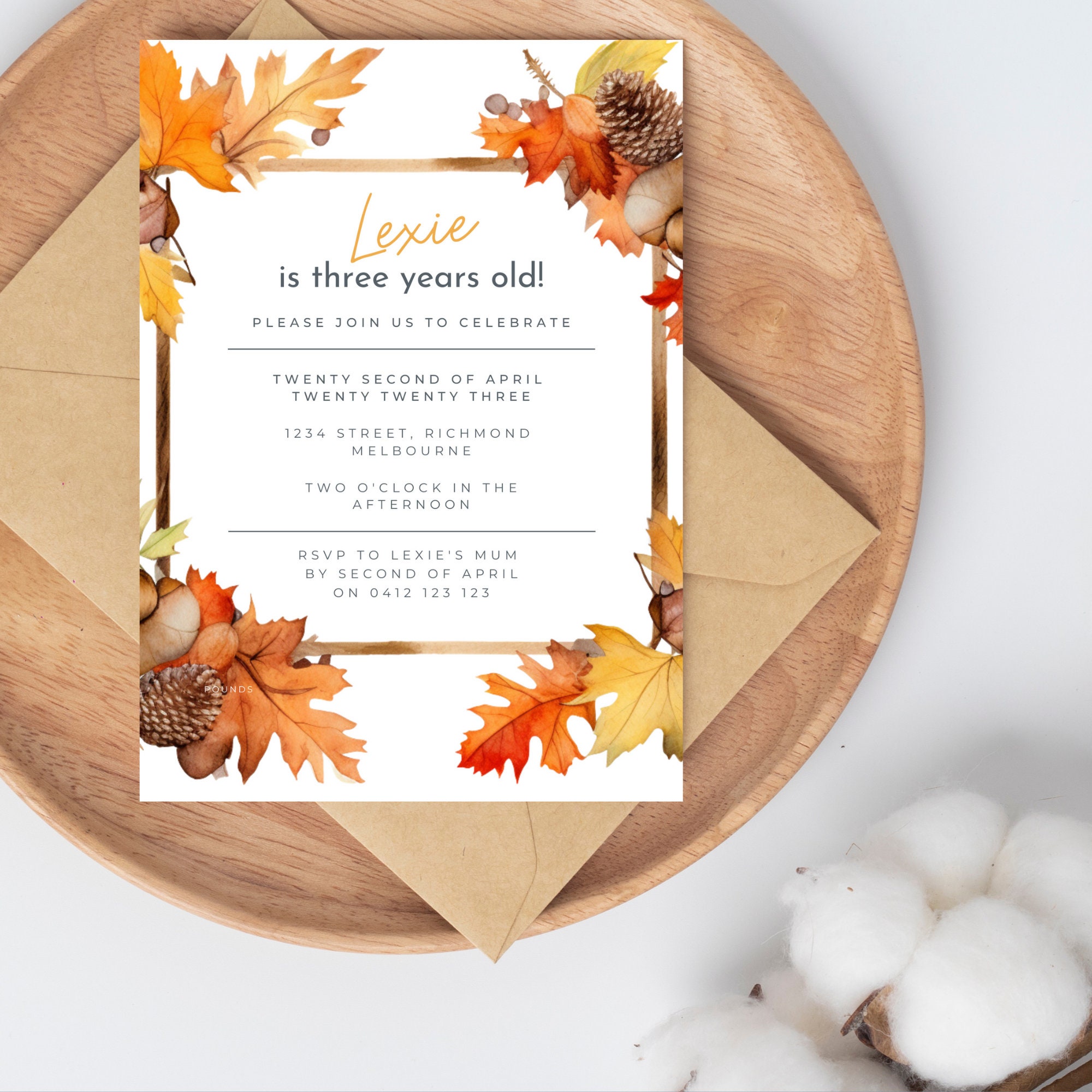 Editable Fall (autumn) Leaves Invitation - Instant Download, Template ...