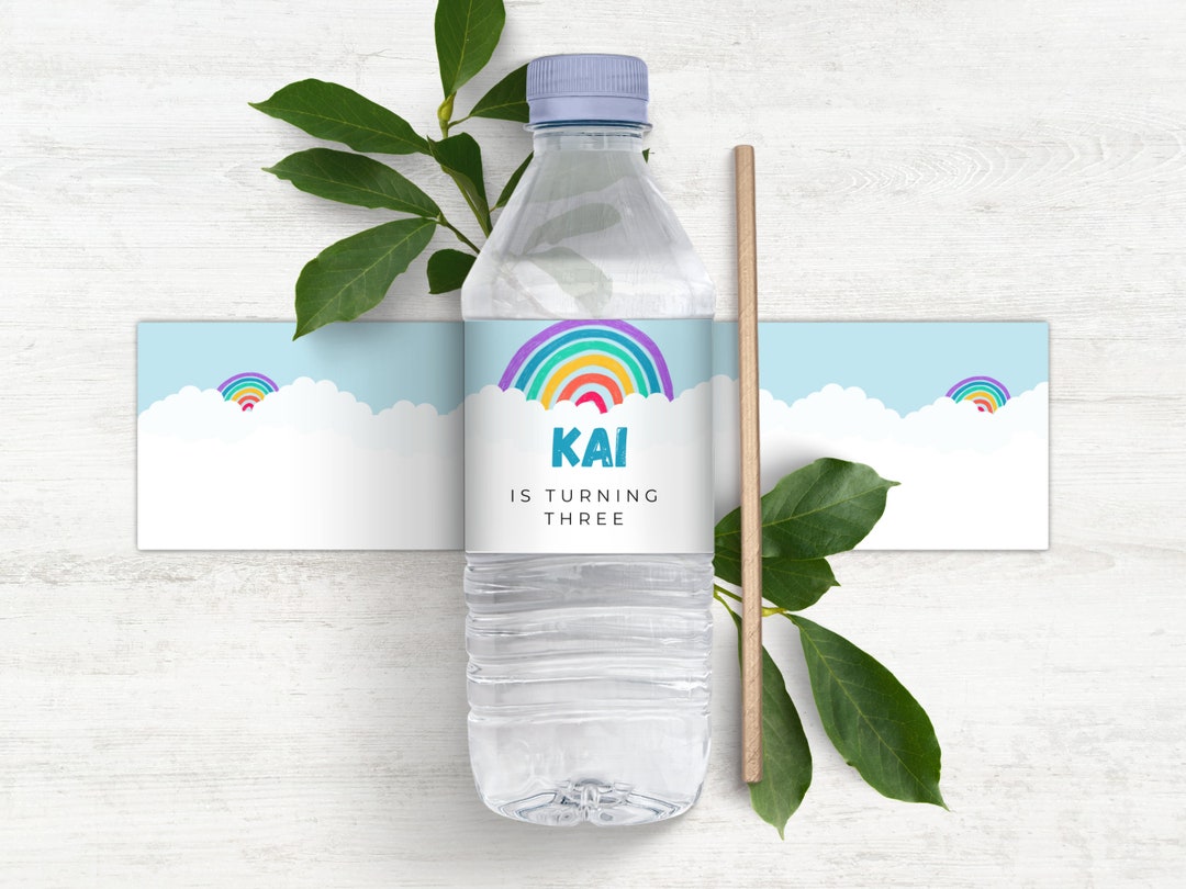 Rainbow Water Bottle Labels - Instant Download, Editable, Printable ...
