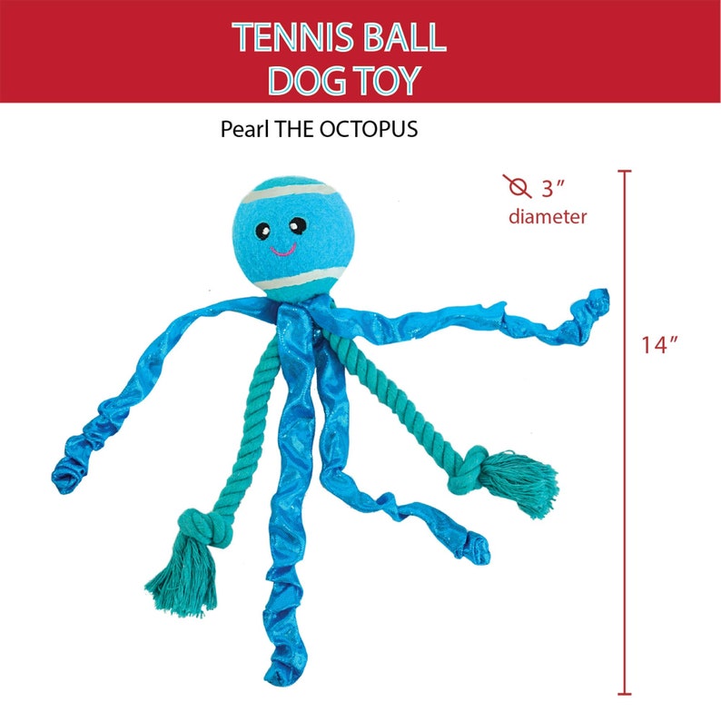 Octopus Dog Toy – Turquoise Tennis Ball Tug Toy - Etsy