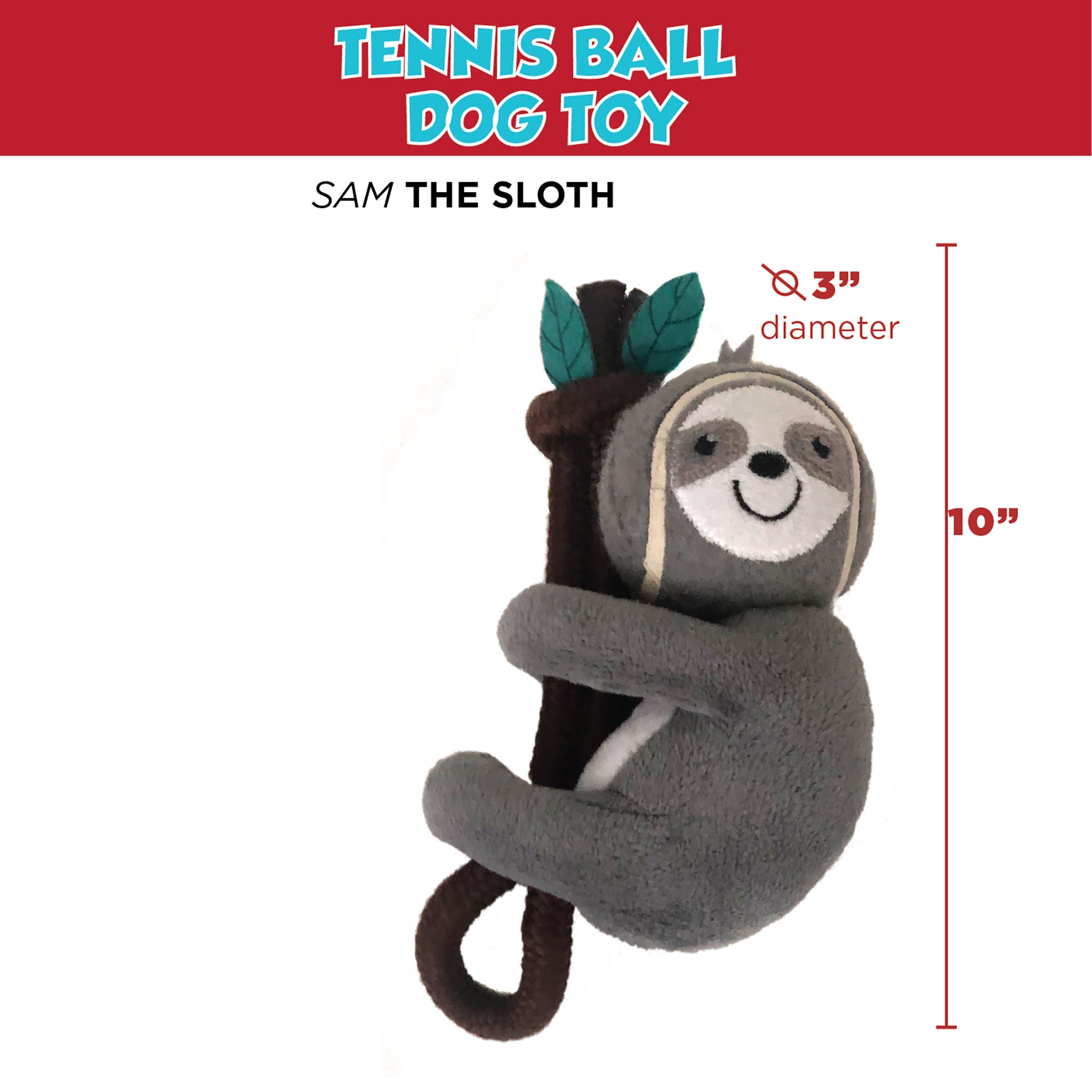 Sam the Sloth Dog Toy – Tennis Ball & Rope, Squeaky Plush - Etsy