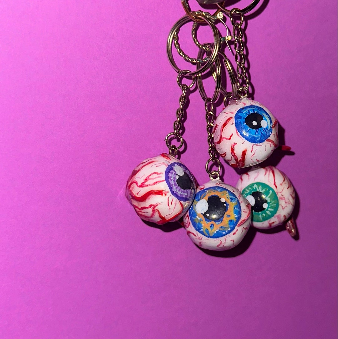 Custom Eyeball Handsculpted Polymer Keychain - Gore Goth Accessory ...
