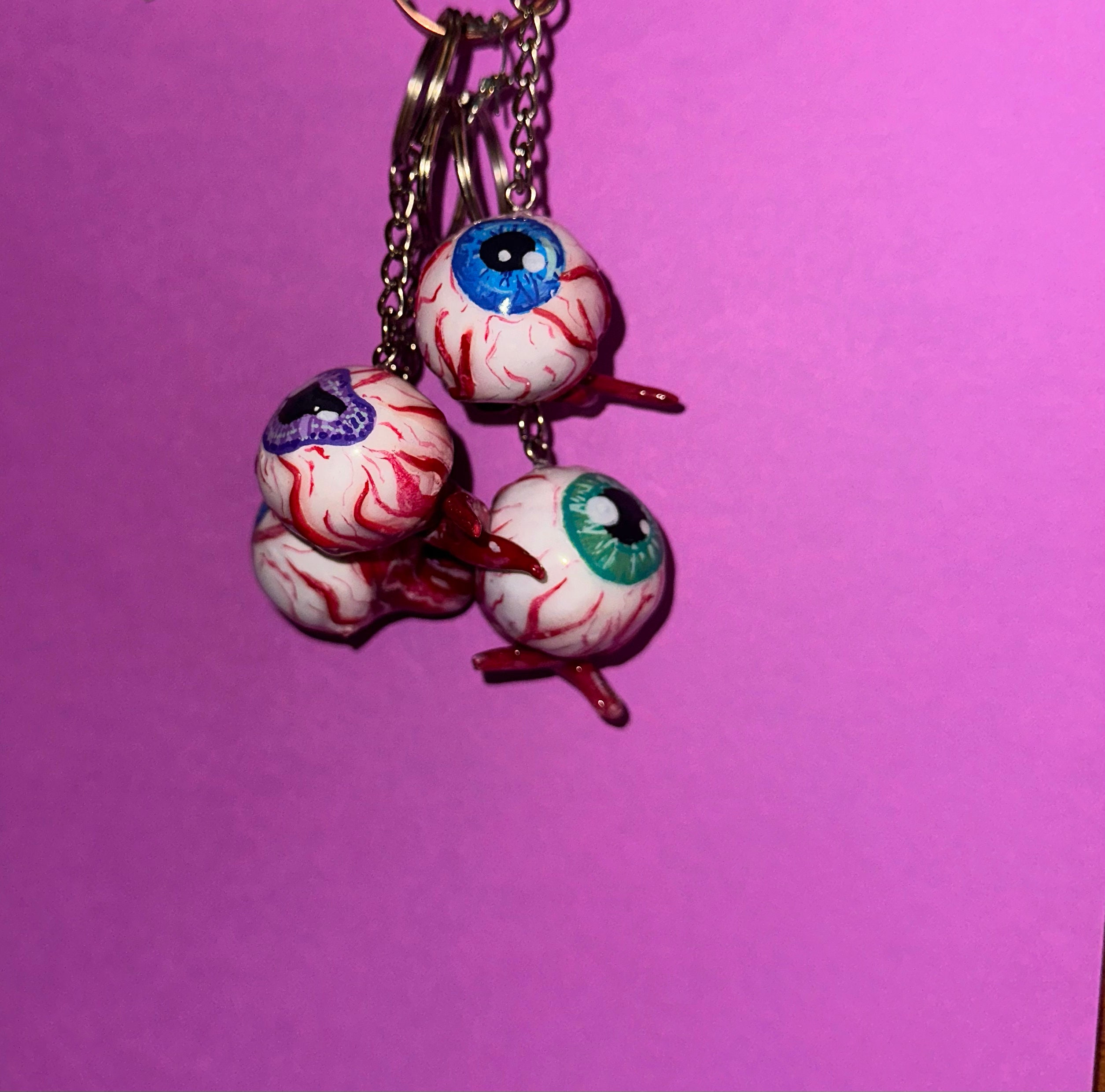 Custom Eyeball Handsculpted Polymer Keychain - Gore Goth Accessory ...