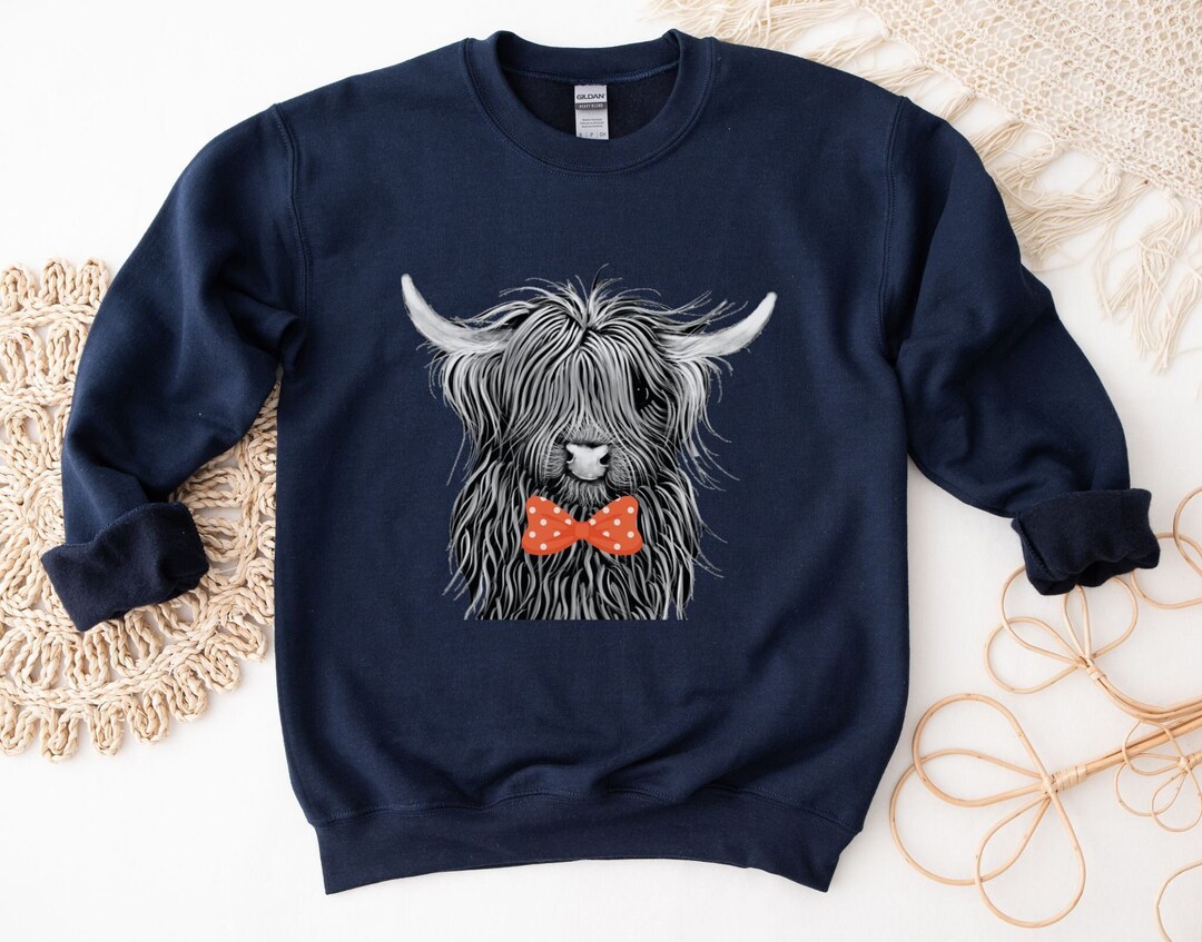 Highland Cow Sweatshirt, Fluffy Cows Shirt, Hairy Cow Shirt, Cow Face ...