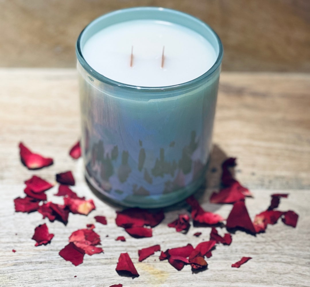 Woodwick Candle, Blue Irridescent Jar - Etsy