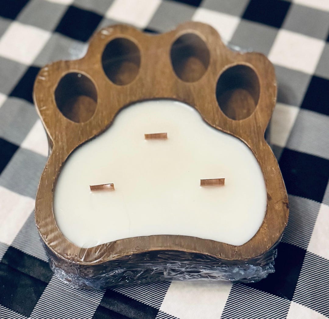 Pet Candle, Paw Print, Dough Bowl Candle With Woodwicks - Etsy