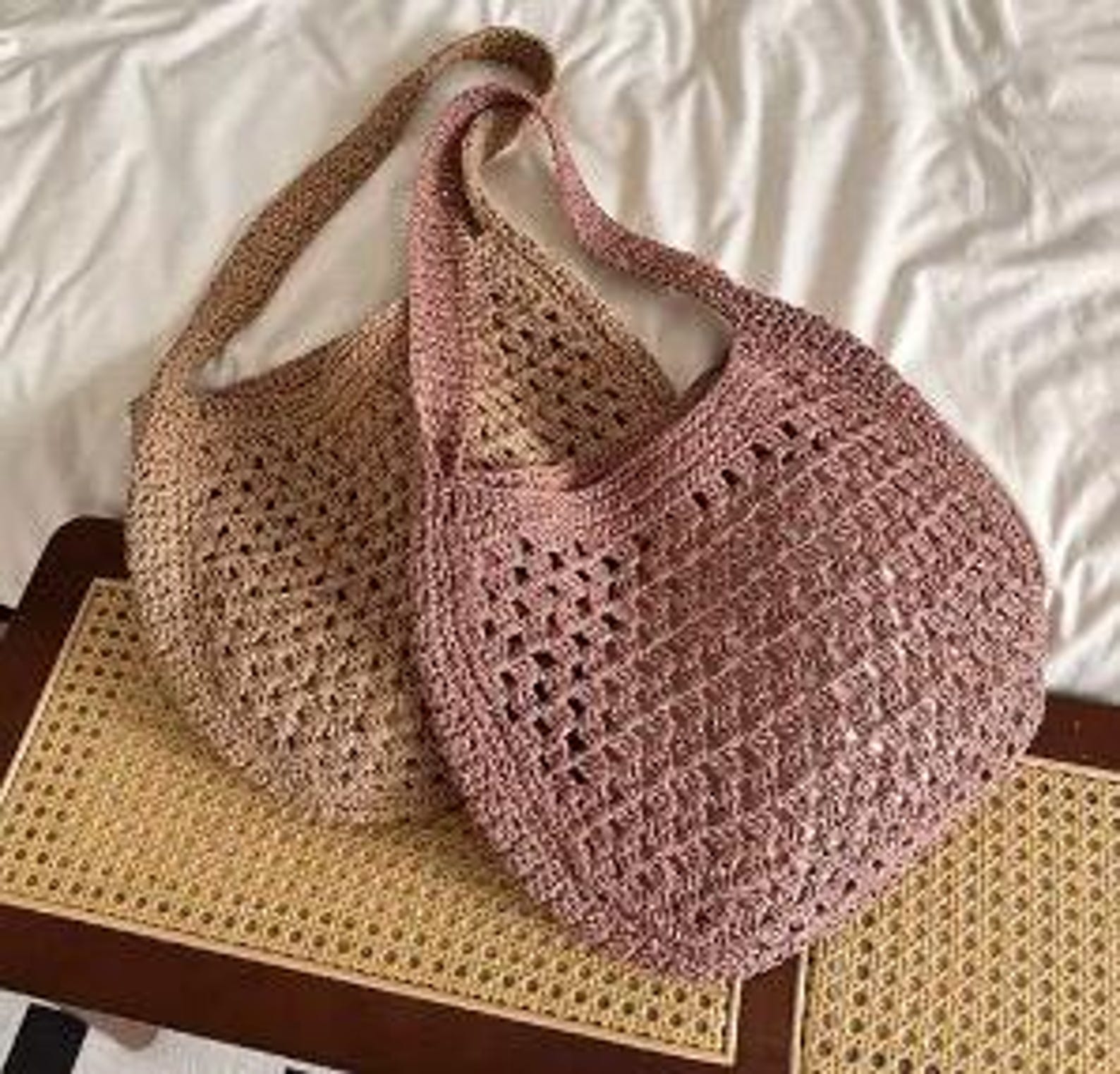Handmade Crochet Raffia Rounded Beach Bag Shoulder Bag Summer Tote Strap Woven(khaki, Beige ...