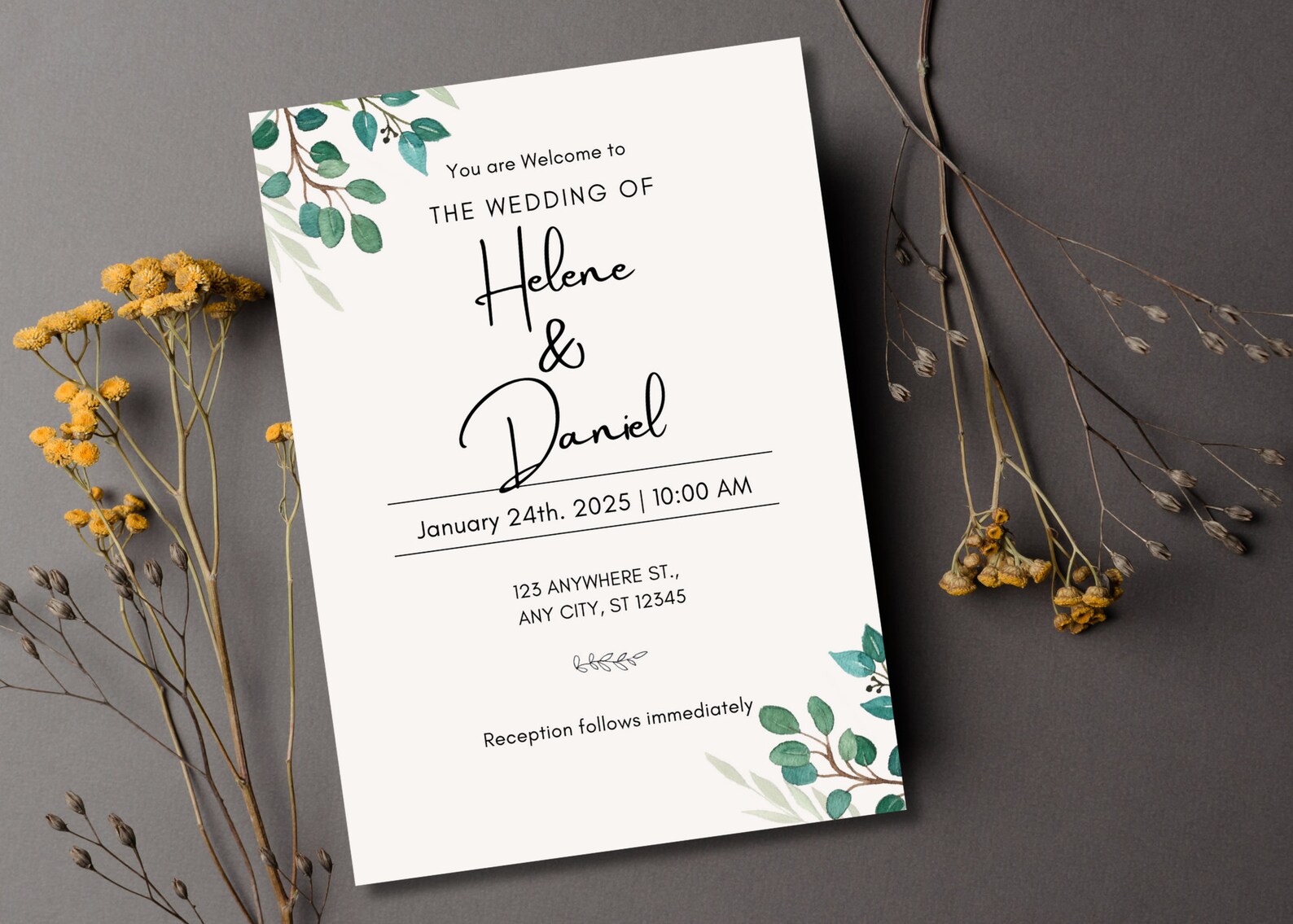Editable and Printable Wedding Card, Invitation Card, Printable Invite ...