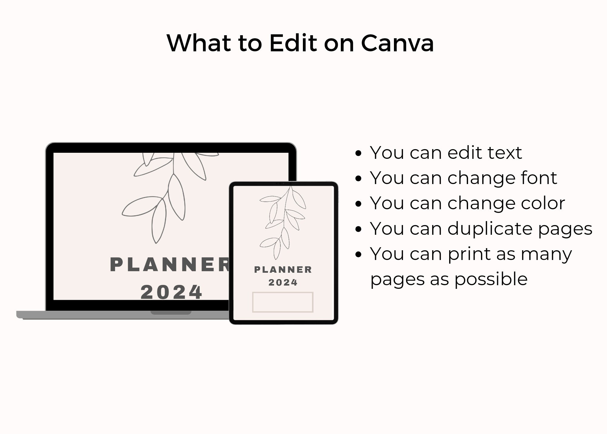 2024 Digital Planner Pack, Printable Planner Template, Editable Planner ...