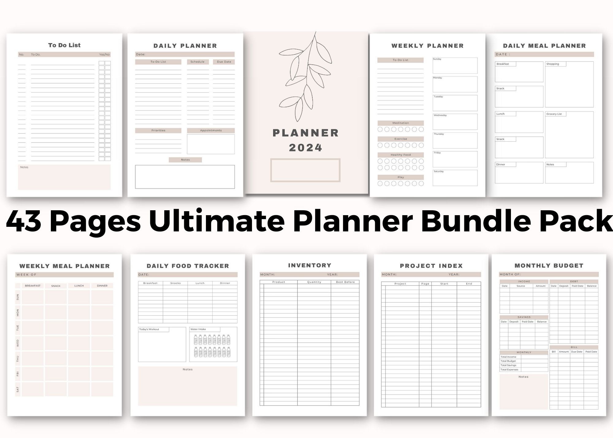2024 Digital Planner Pack, Printable Planner Template, Editable Planner ...