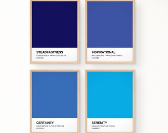 Pantone BLUE Wall Art Printable Bundle Set of 6 Prints Blue - Etsy