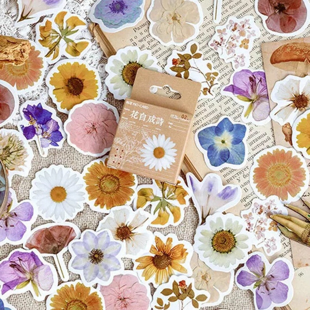 Vintage Flower Sticker Box 2x2 Inches Semi-gloss Box of - Etsy