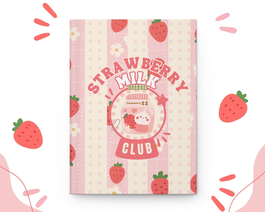 Cute Hardcover Journal, Strawberry Milk Club Themed Notebook - Etsy