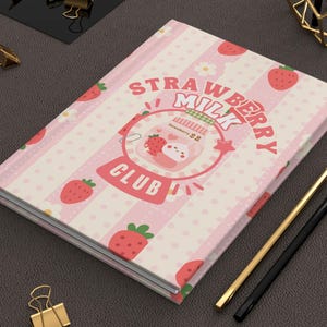 Cute Hardcover Journal, Strawberry Milk Club Themed Notebook - Etsy