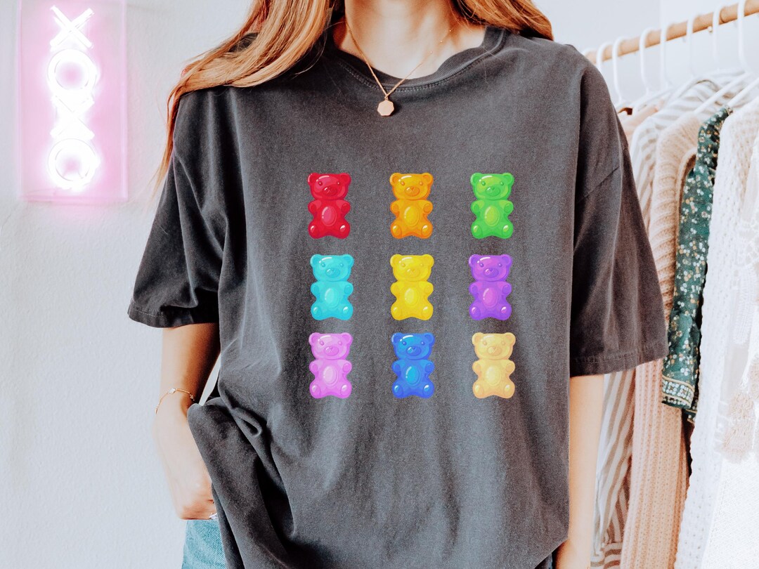 Comfort Colors Gummy Bear Shirt - Rainbow Gummy Bears Tee - Gummy Bear ...