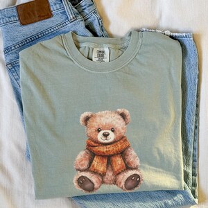 Fall Teddy Bear Shirt Stuffed Bear With Scarf Tee Cute Comfort Colors ...