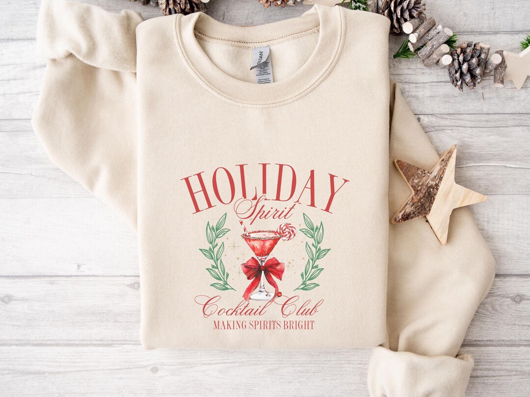 Holiday Spirit Cocktail Club Sweatshirt - Christmas Social Club Shirt ...