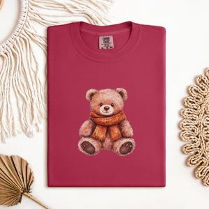 Fall Teddy Bear Shirt Stuffed Bear With Scarf Tee Cute Comfort Colors ...