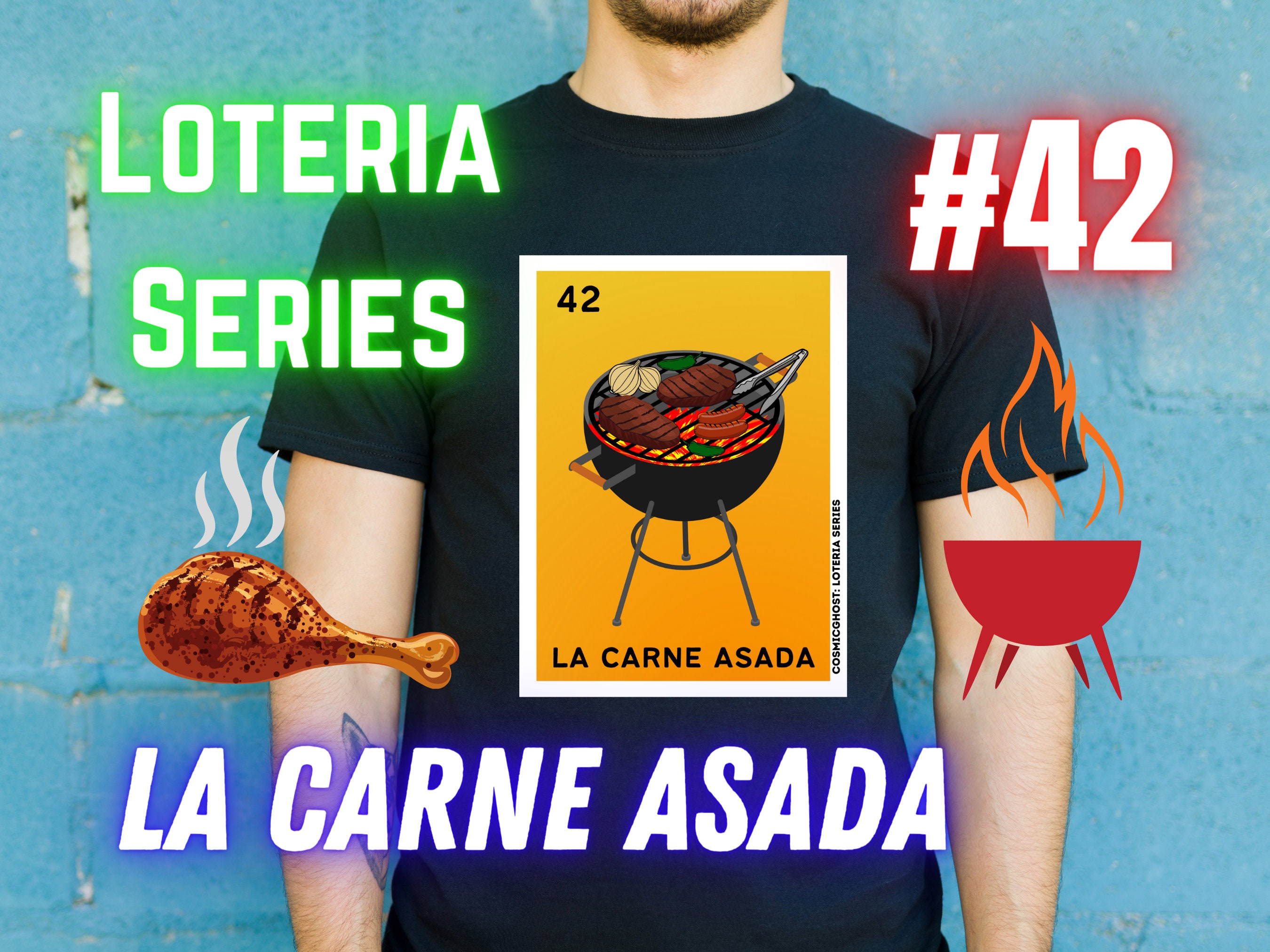 La Carne Asada - Loteria Series - Loteria Style Design - Loteria PNG ...