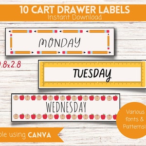 EDITABLE 10 Drawer Rolling Cart Labels, Teacher Rolling Cart, Trolley ...