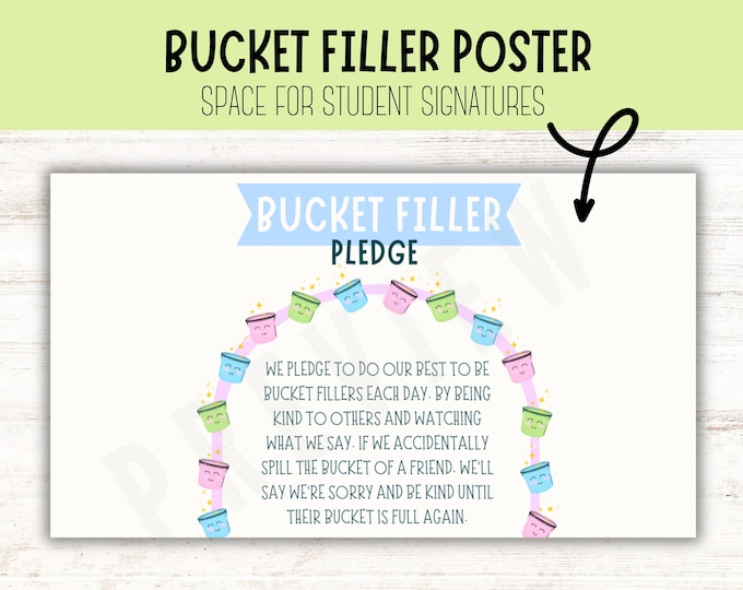PRINTABLE Classroom Bucket Filler Poster, Classroom Decor, Uplifting ...