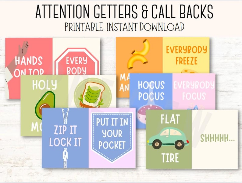 Classroom Attention Getter Posters, Class Callbacks, Attention Grabbers ...