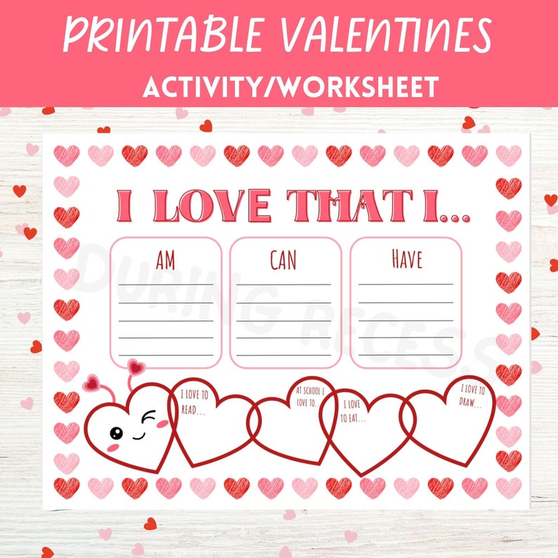 PRINTABLE Valentine's Worksheet, Elementary Valentine's Activity ...