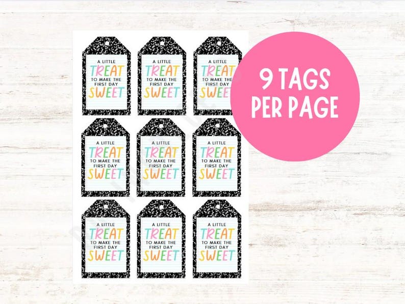 EDITABLE Back to School Gift Tags, A Little Treat to Make the First Day ...