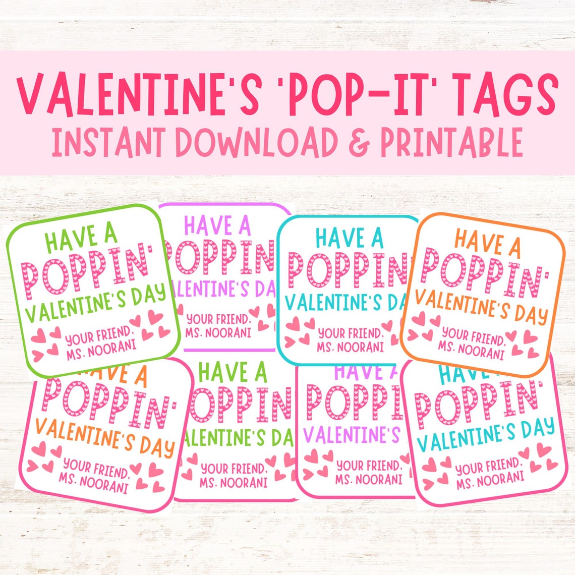 PRINTABLE Valentines Day Gift Tags, Pop-it Gift Tags, Popit Gift ...