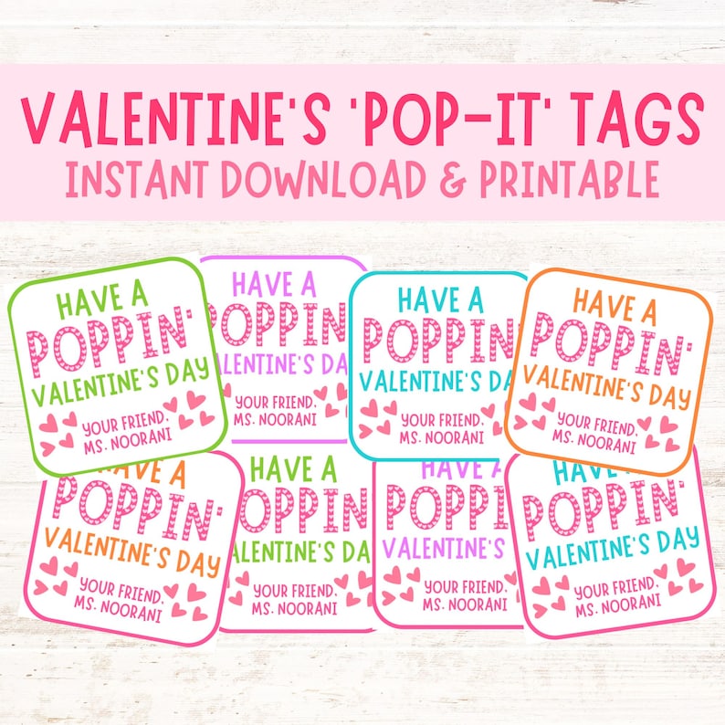 PRINTABLE Valentines Day Gift Tags, Pop-it Gift Tags, Popit Gift ...
